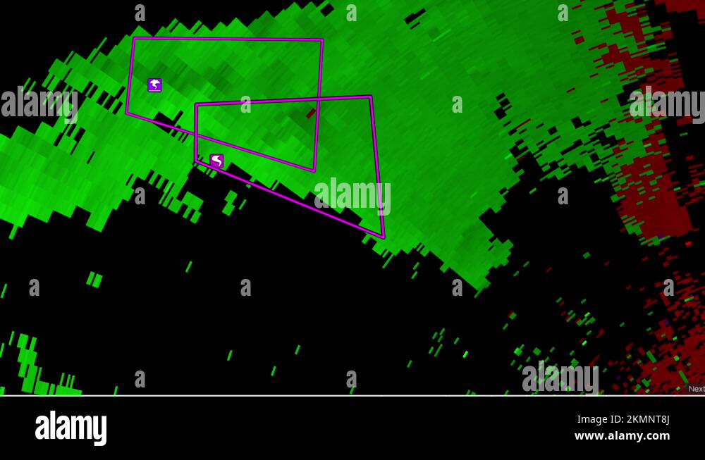 Severe Thunderstorms with tornado warning on weather radar screen Stock ...
