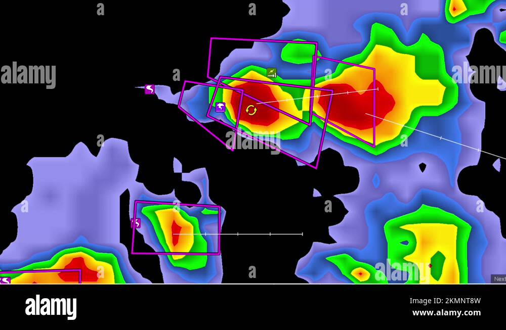Severe Thunderstorms with tornado warning on severe weather radar ...