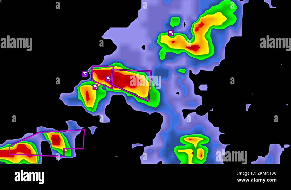 Severe Thunderstorms with tornado warning on severe weather radar ...