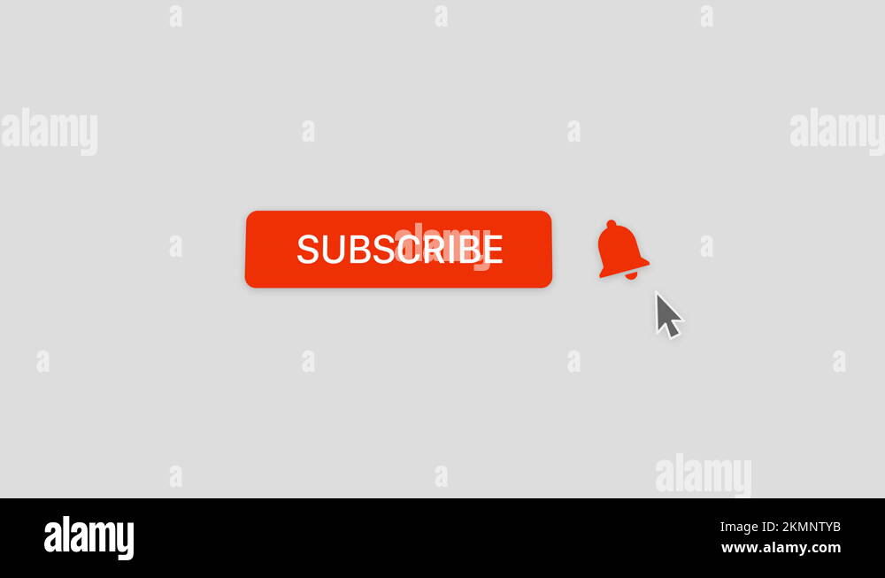 Mouse Click on "Subscribe" Button and Bell Notification Icon Stock ...