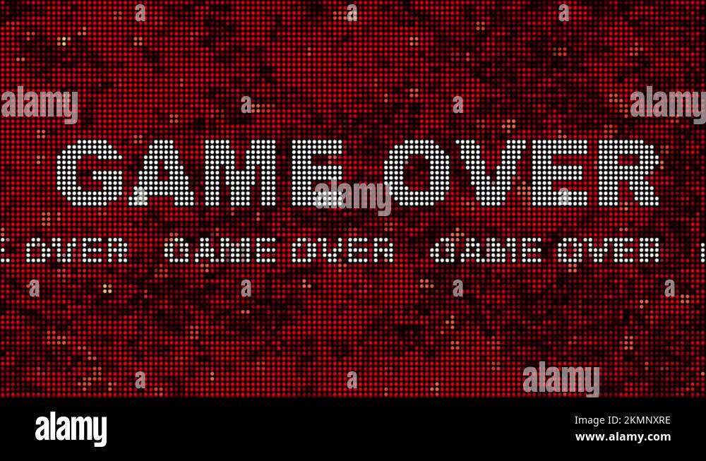 Pixelated Game Over End Title With Scrolling Underneath Stock Video ...