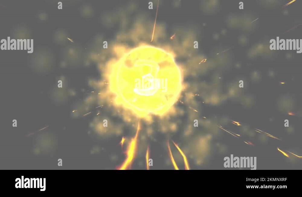 Explosive Fiery Golden Yellow Countdown Timer Five To Zero Inside ...