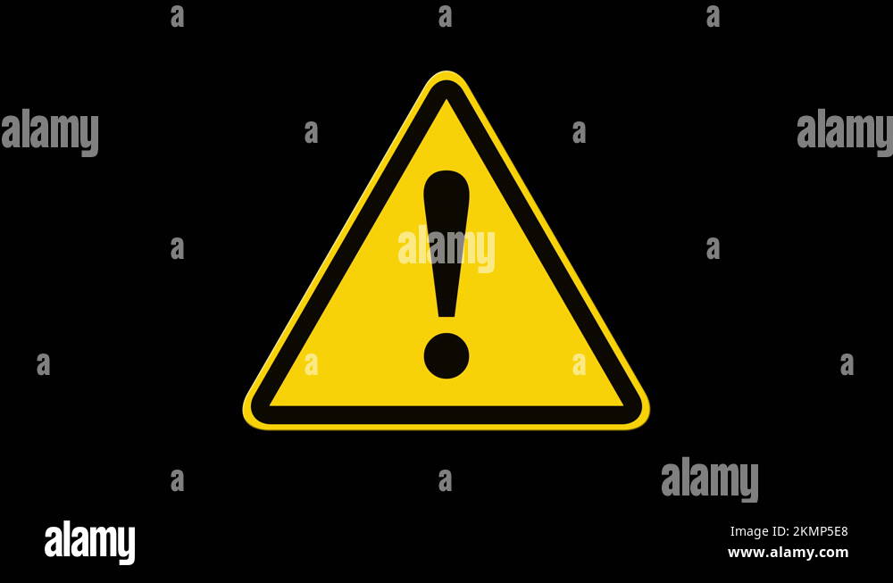 Yellow Caution Symbol Sign Animation on White Background and Green ...