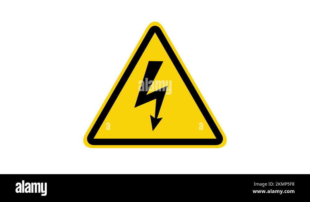 Electrical Hazard Symbol Sign Animation on White Background and Green ...