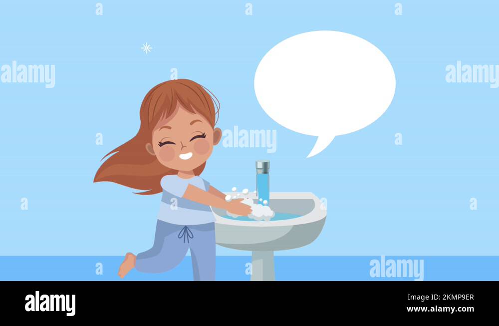 little girl washing hands talking animation Stock Video Footage - Alamy