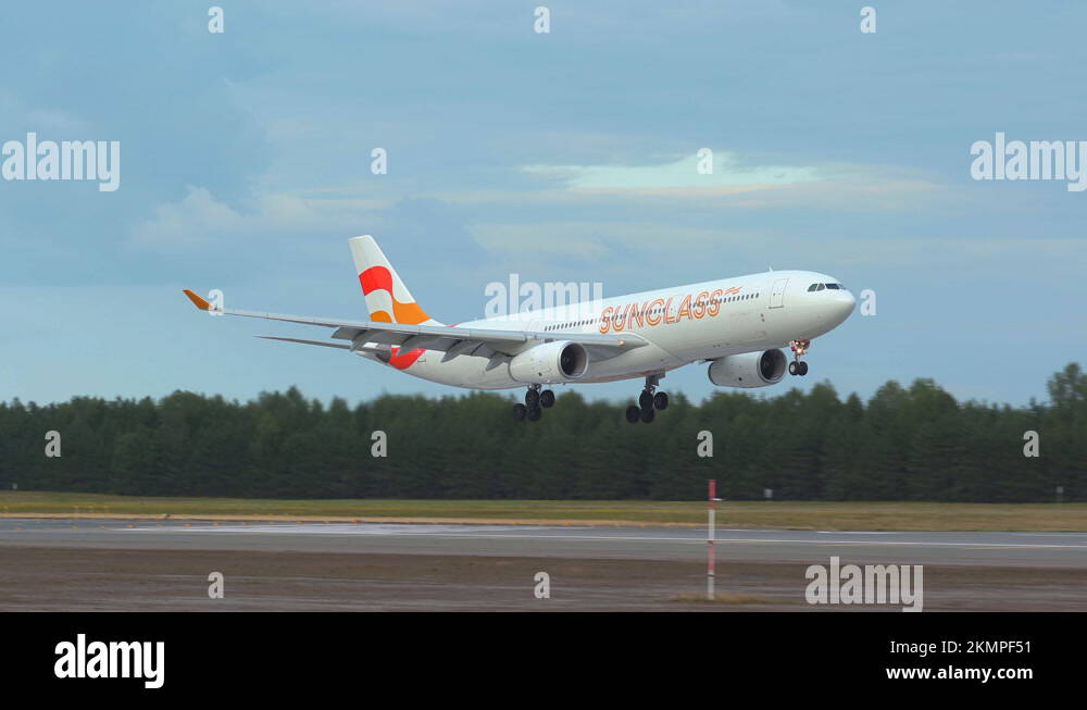 airplane airbus 330 sunclass airlines new livery panning right ambient ...