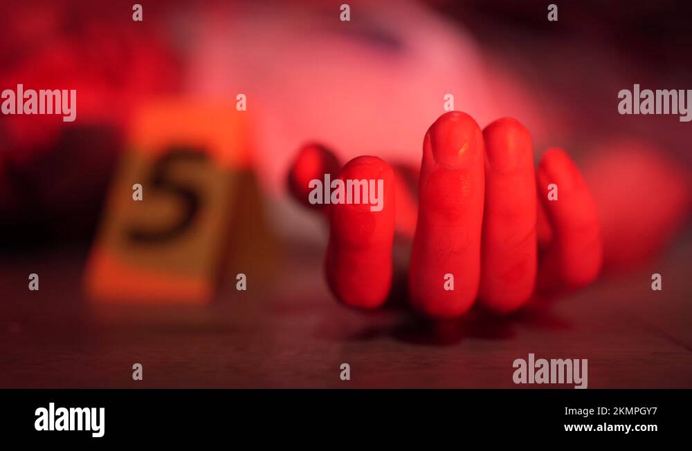 Bloody Hand Of a Dead Man On The Ground Crime Scene Stock Video Footage ...