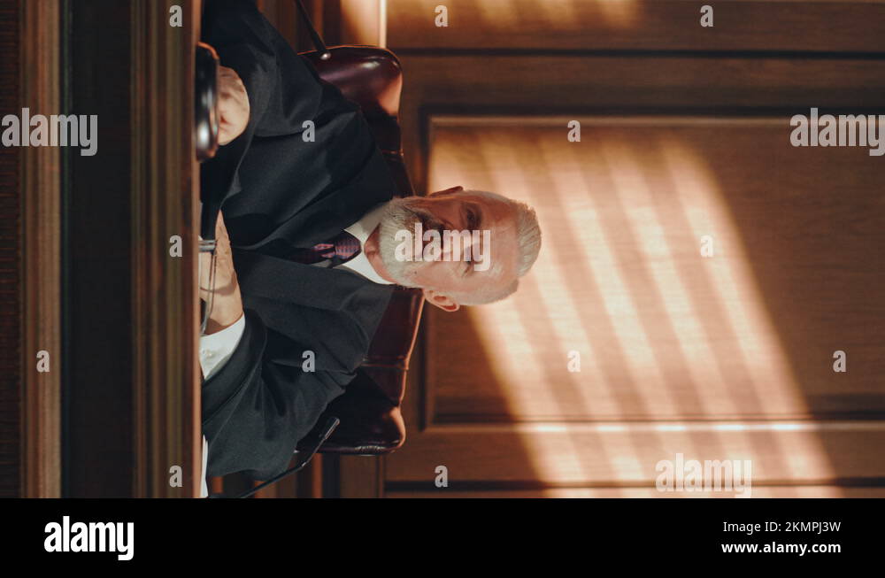 Vertical Footage Courtroom Judge Sentencing with Hammer Stock Video ...