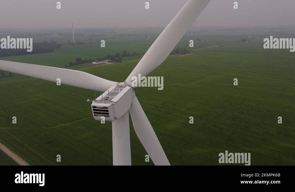 Close Up Of Rotor Blade, Nacelle, And Hub Of A Wind Turbine At DTE Wind ...