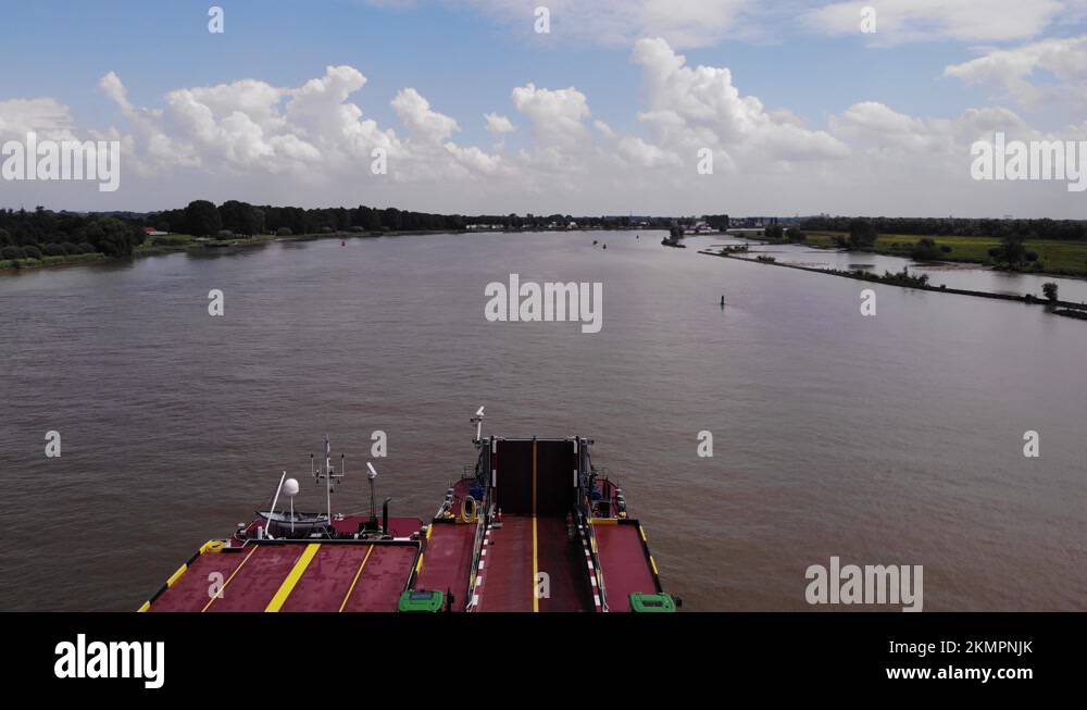 Dynamica Barge Transporting Navigating Oude Maas Lorries And Tractors ...