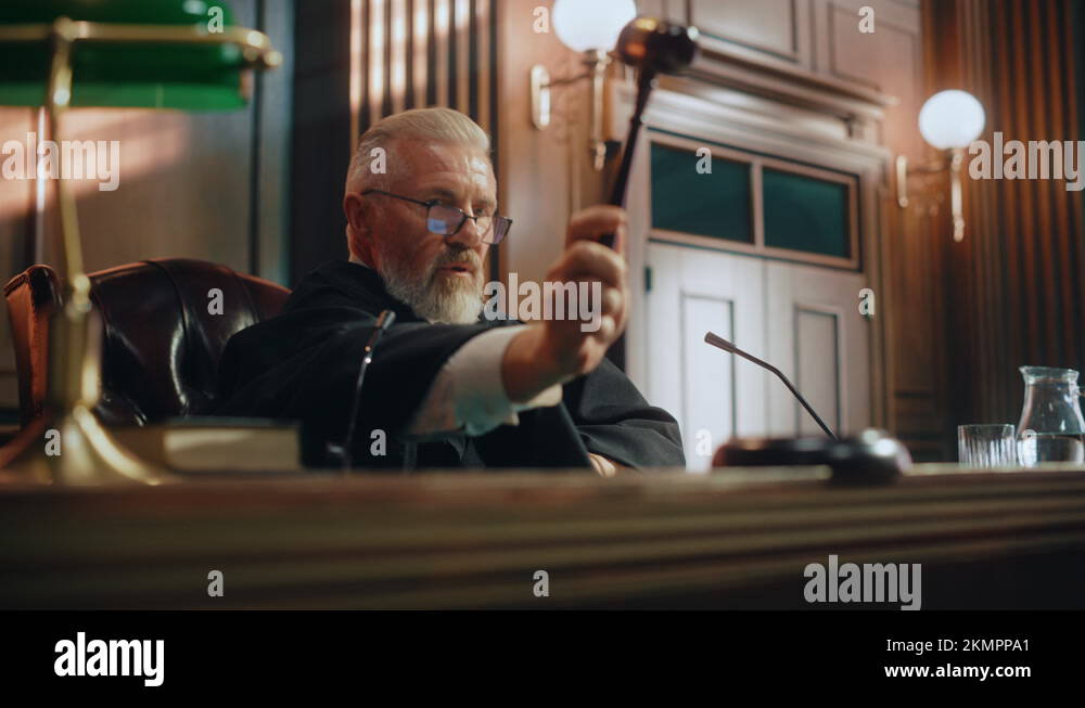 Courtroom Judge Sentencing with Hammer Stock Video Footage - Alamy