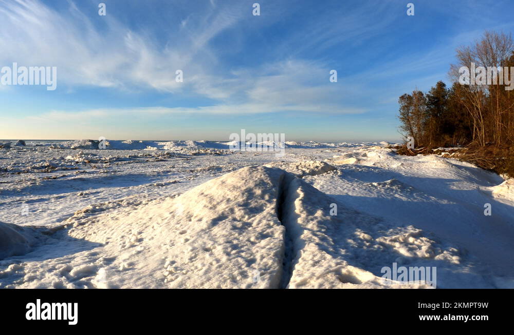 Lake Huron Winter With Frozen Ice Volcano Domes Stock Video Footage - Alamy
