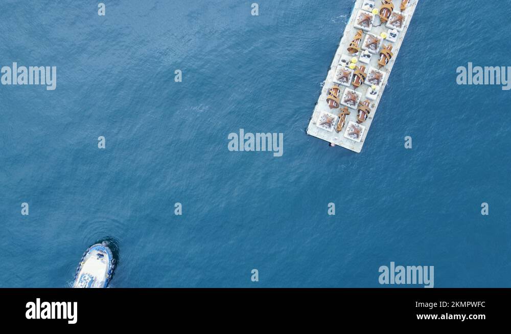 Artificial reef structure on a floating barge ready for installation on ...