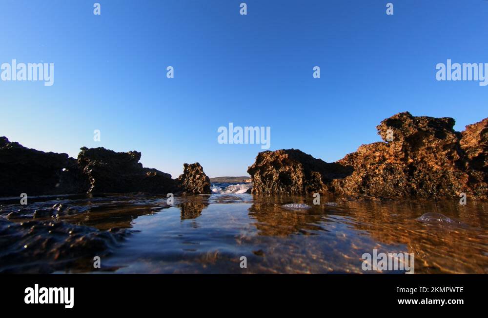 Malta, Mellieha, L-Armier Bay, magnificent background video from sea ...