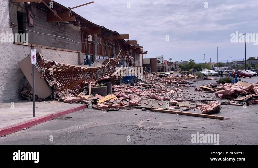 Wreckage in parking lot from grocery store collapse Stock Video Footage ...