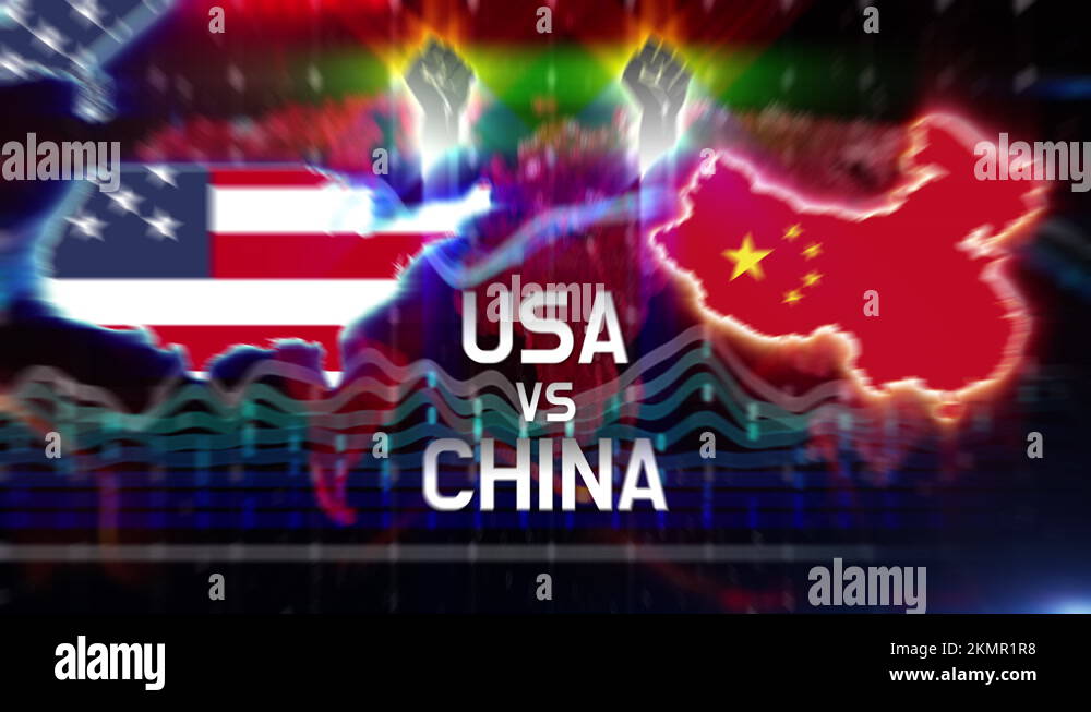 USA vs China concept, mega countries competition, economic war, tension ...