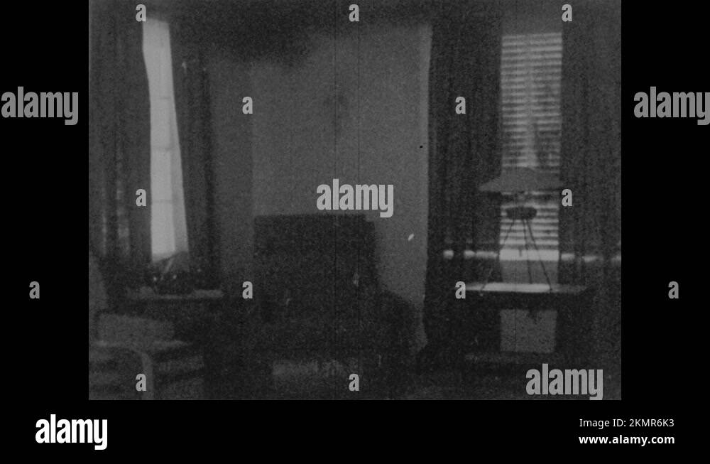 1950s: Interior room of house burns and explodes during atomic bomb ...