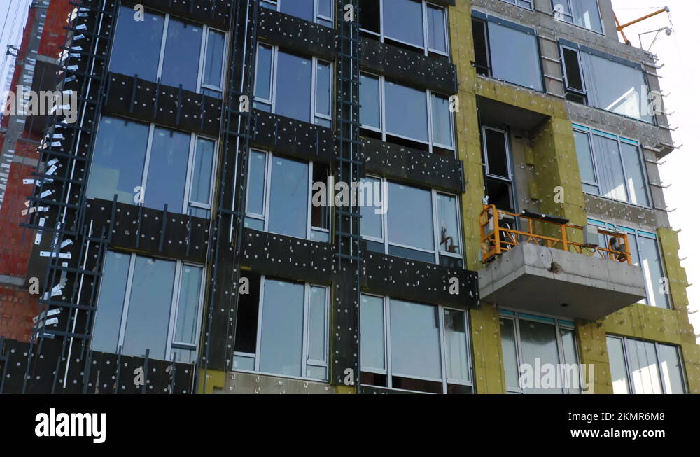 Facade of a modern residential building with metal window Stock Videos ...
