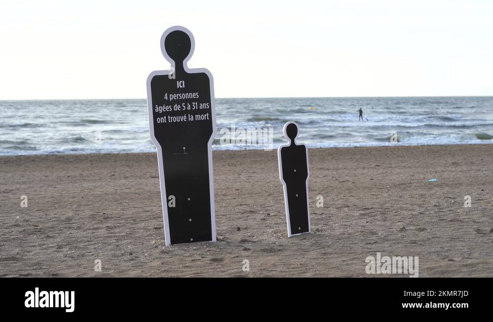 Warning Sign At The Beach Written In Black Human Shape Standee Due To ...