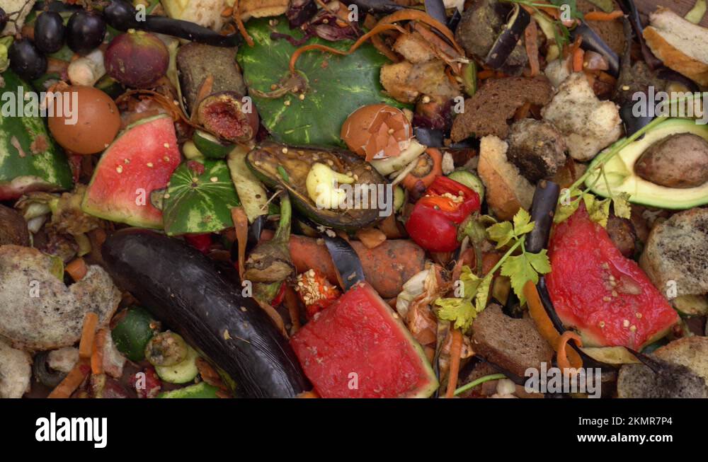 Organic kitchen waste heap. Food loss and food waste. Left-over organic ...