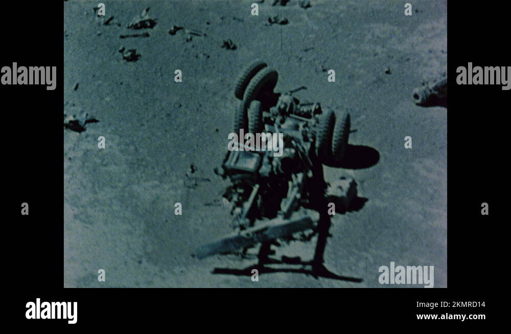 1960s: Vehicle wreckage, debris laying in desert landscape. Train ...