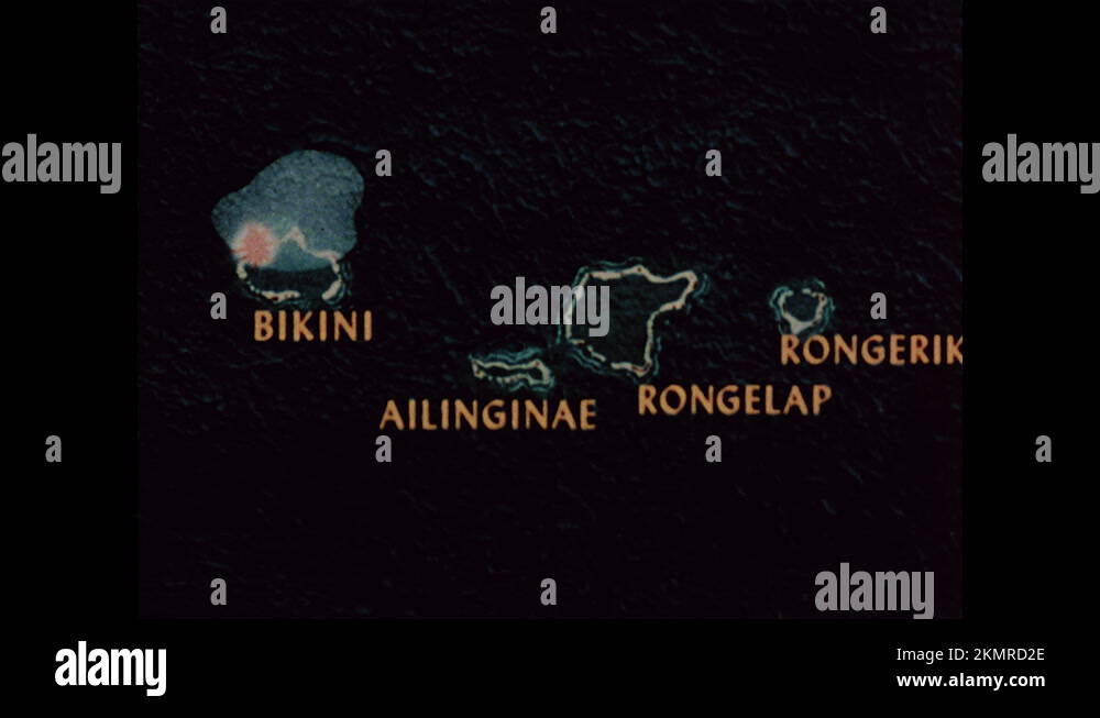 1960s: Map of Marshall Islands, arrow charts distance and travel of ...