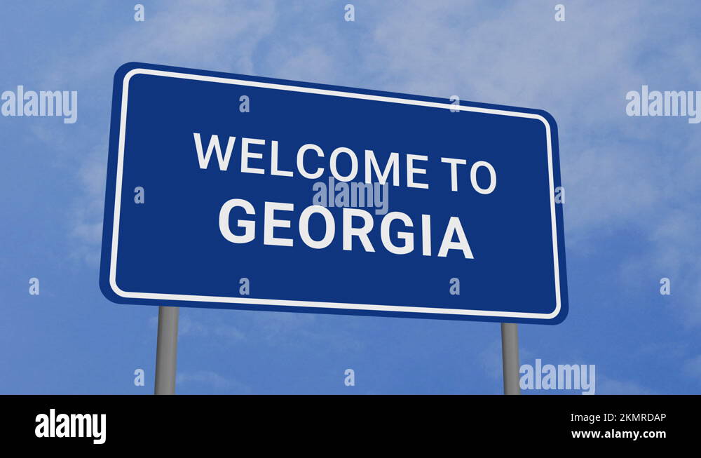 Welcome to Georgia Road Sign on Clear Blue Sky with Rapid Moving Clouds ...