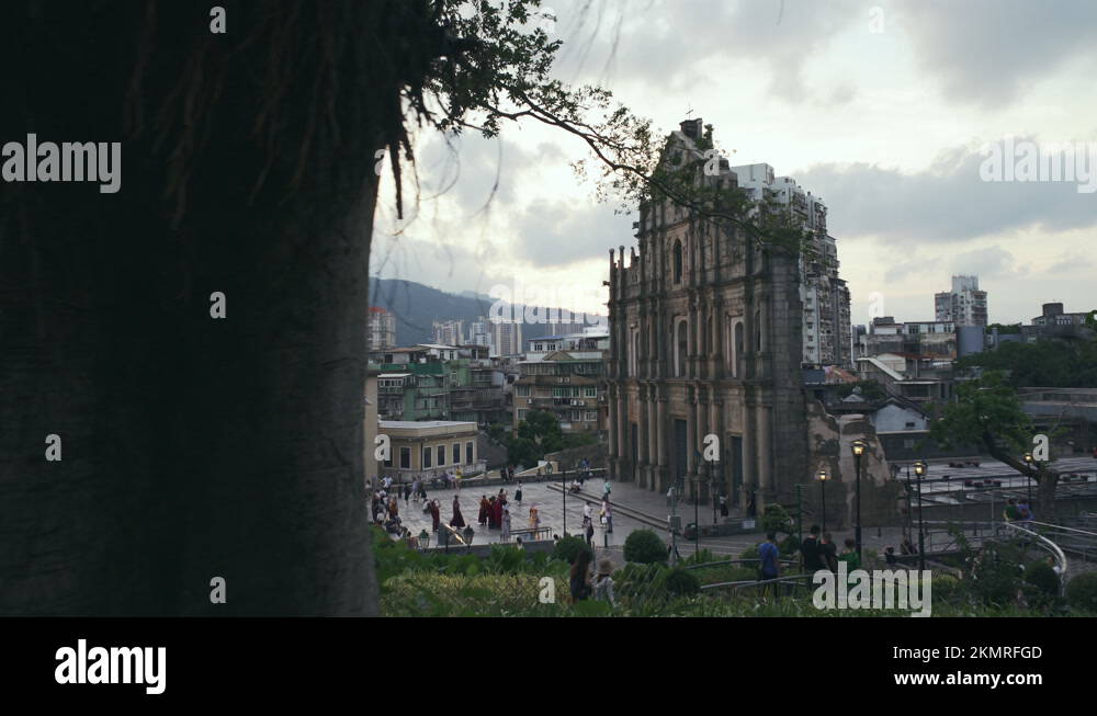 Macau - Ruins of St Paul's Church as seen from the steps of Monte Forte ...