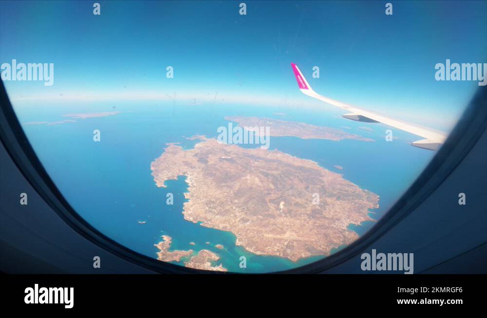 Wizzair in flight window view with stunning sun background Stock Video ...