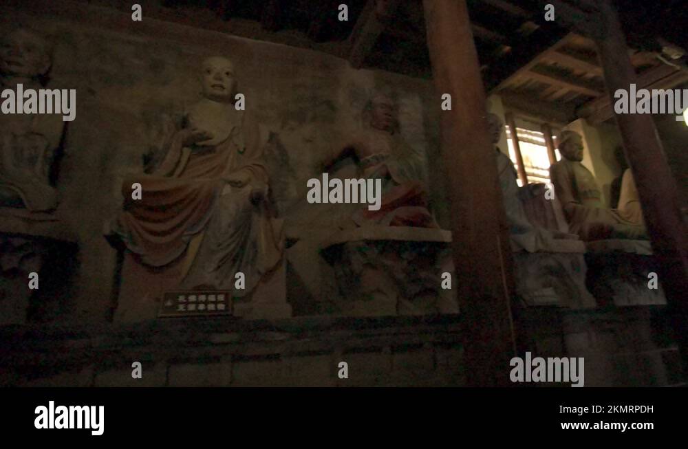Pan right | Buddha statues inside Dafo temple in Zhangye, China | Silk ...