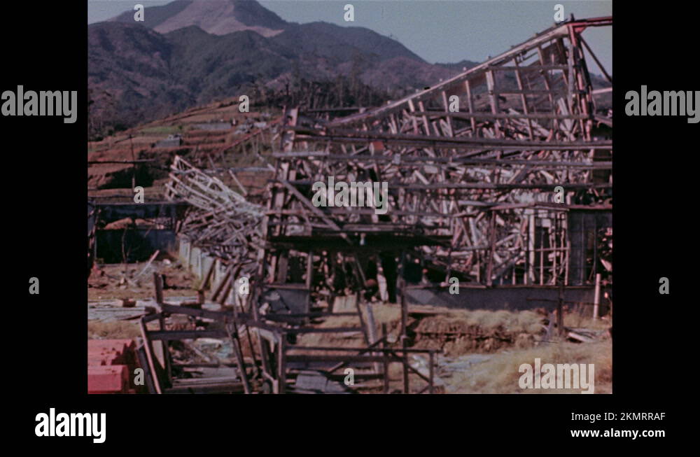 1940s: Collapsed, destroyed metal, skeletal structure. Pile of metal ...