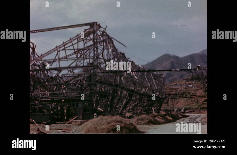 1940s: Collapsed, destroyed metal, skeletal structure. Pile of metal ...