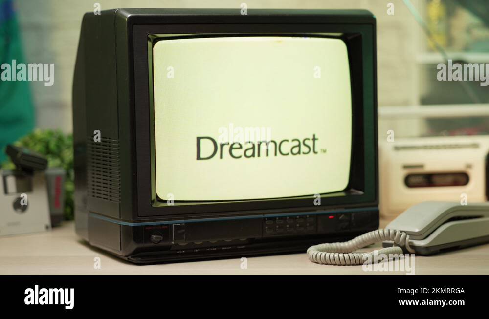 Dreamcast Intro Animation on Old 90s CRT TV Screen Stock Video Footage ...