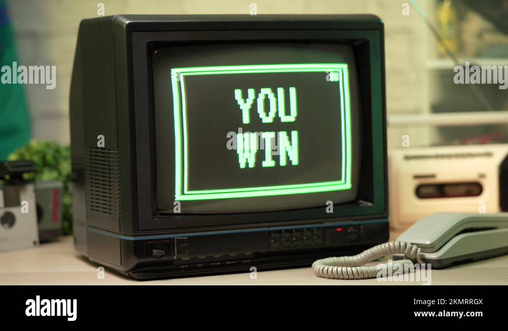 You Win Message on a Retro 80s 90s TV Screen Stock Video Footage - Alamy