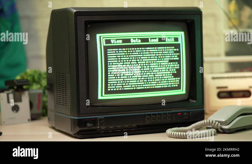 Vintage CRT Screen Being Hacked 80s 90s Retro Style Stock Video Footage ...