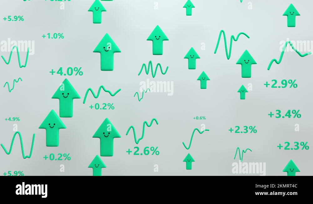 Cartoon characters arrows are flying upwards seamless loop 3D render ...