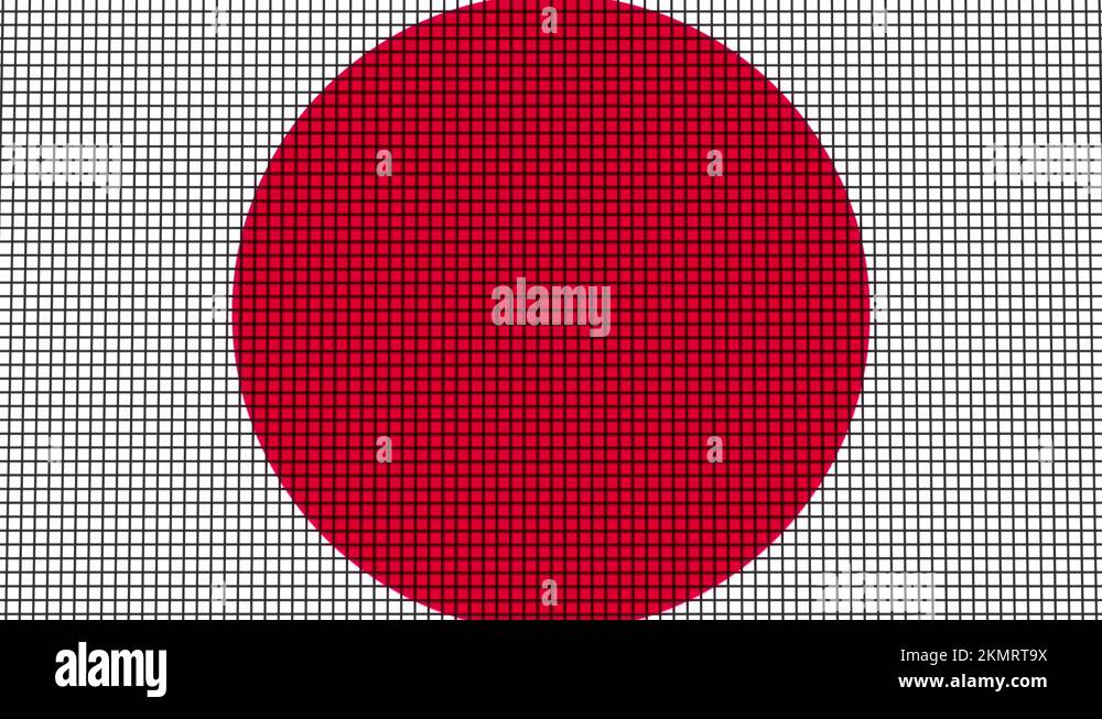 Japan Flag animated in pixel grid style technology background Stock ...