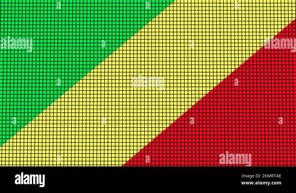 Republic Of Congo Flag Animated In Pixel Grid Style Technology