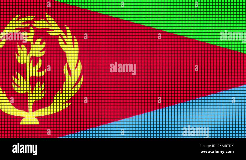 Eritrea Flag animated in pixel grid style technology background Stock ...