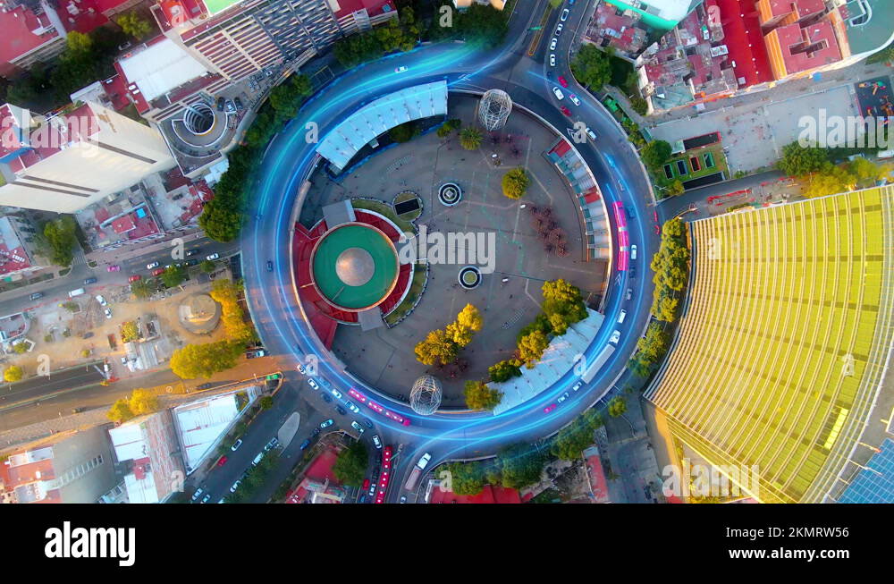 Spinning motion of Traffic on a city Roundabout - 3d animation - top ...