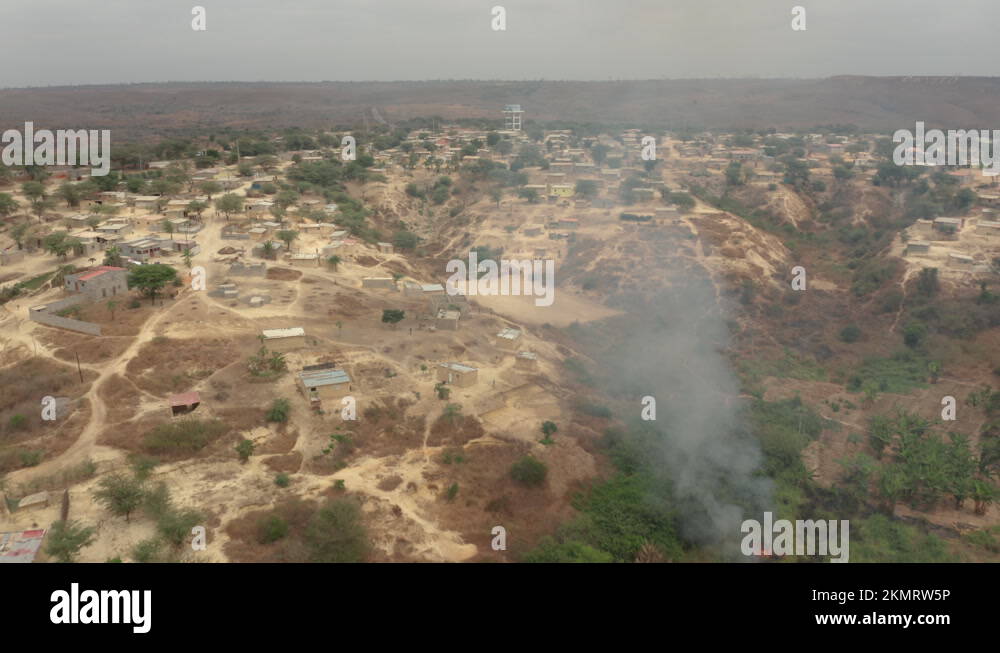 Angola, Flying over a small adobe village, Caxito, Bengo, Africa 4 ...
