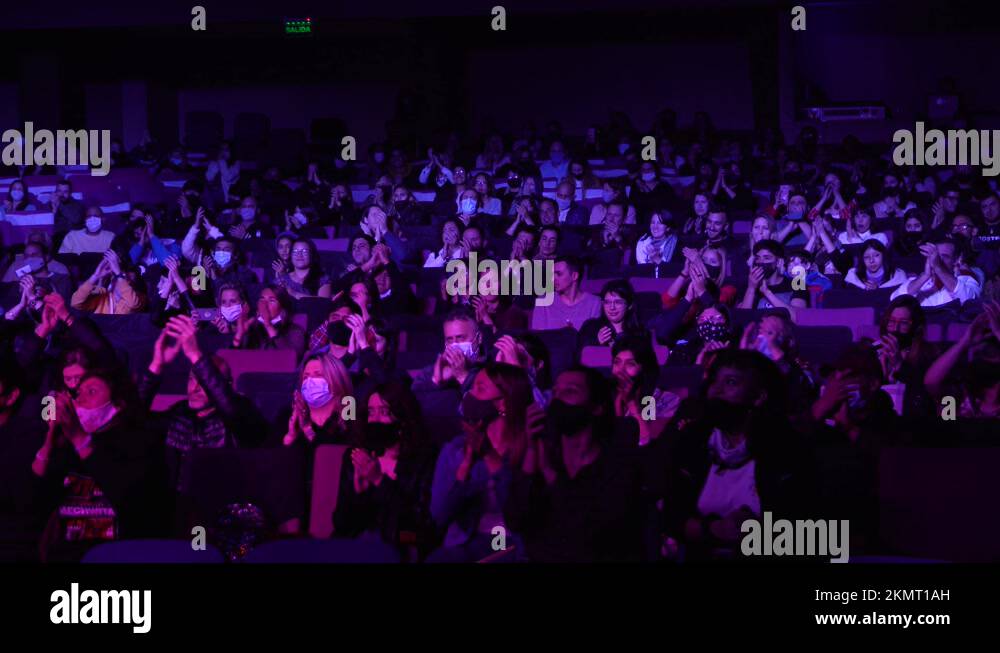 Audience Watching Live Concert Simultaneously Clapping In Theater ...