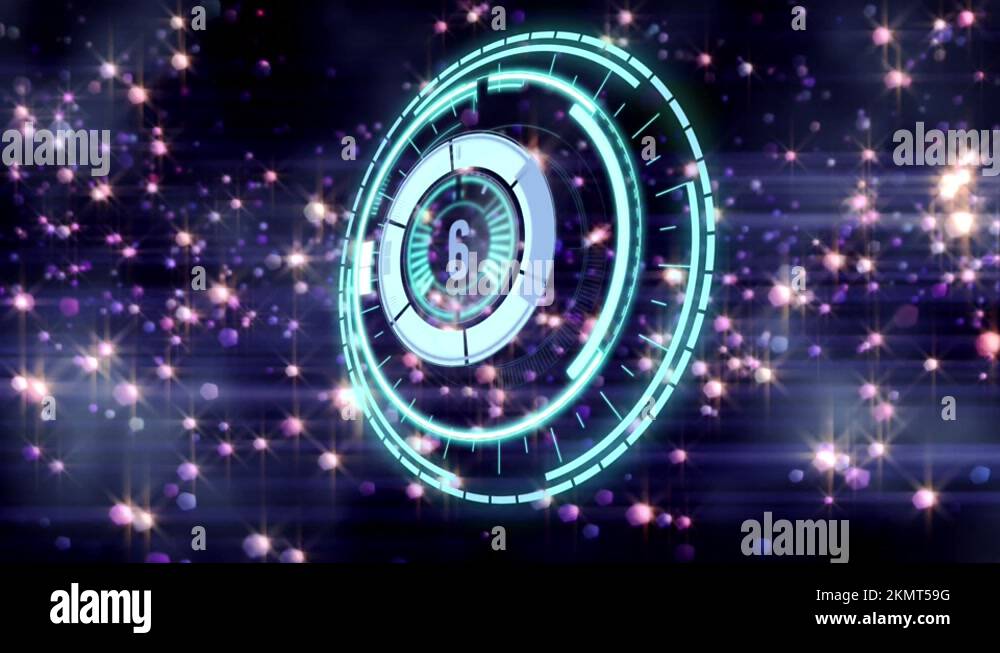 Animation of rotating circular scanner with countdown, over glowing ... Animation of rotating circular scanner with countdown, over glowing ...