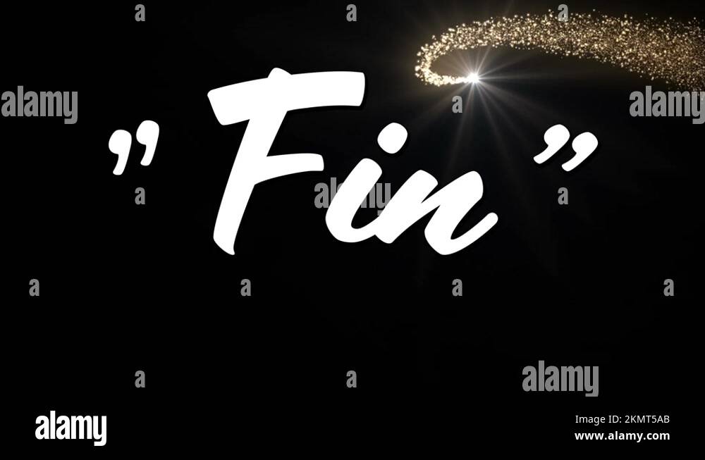 Animation of fin text over glowing firework moving on black background ...