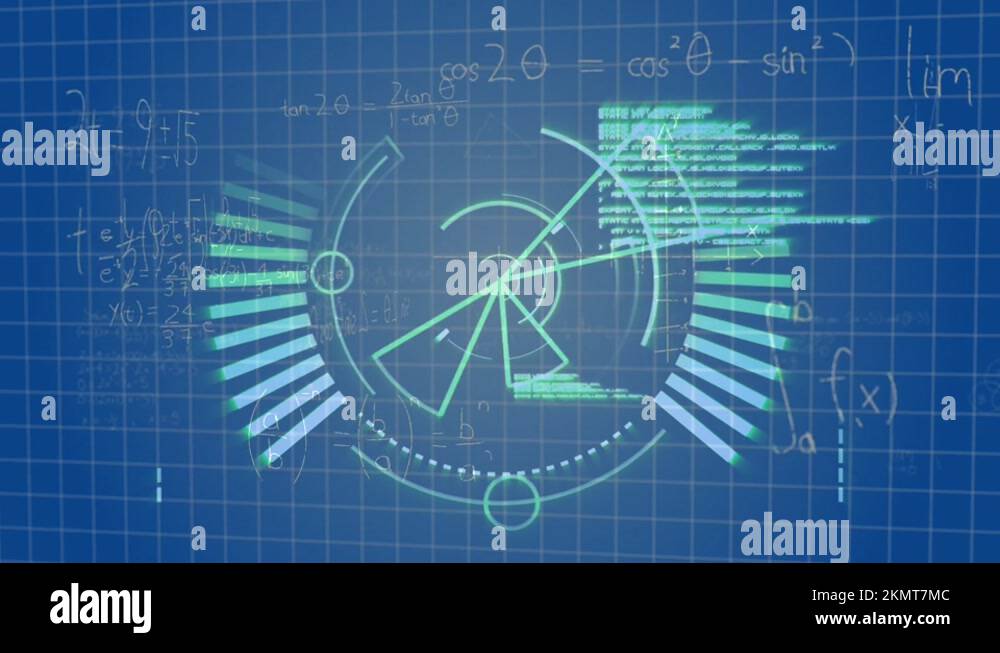 Animation of mathematical equations over scope scanning on black background Stock Video Footage ...