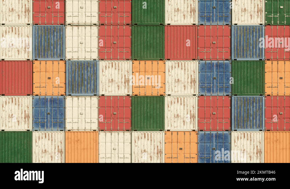 Cargo Shipping Containers Rows in Logistics Industry Concept Background ...