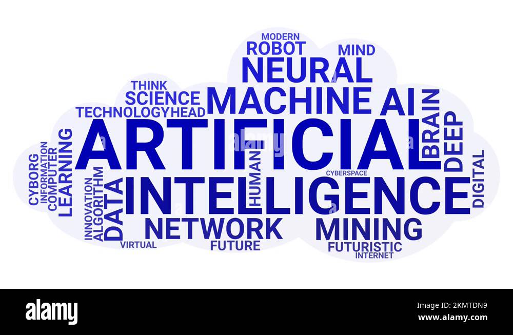 Artificial intelligence machine learning word cloud blue text 4K ...