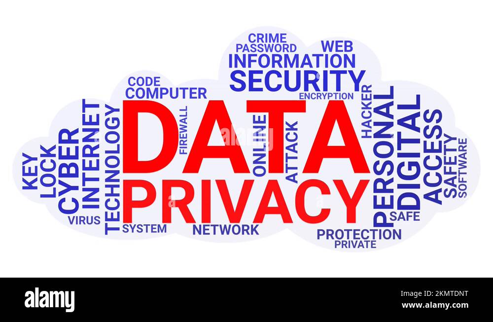 Data privacy security word cloud blue and red text 4K seamless loop ...