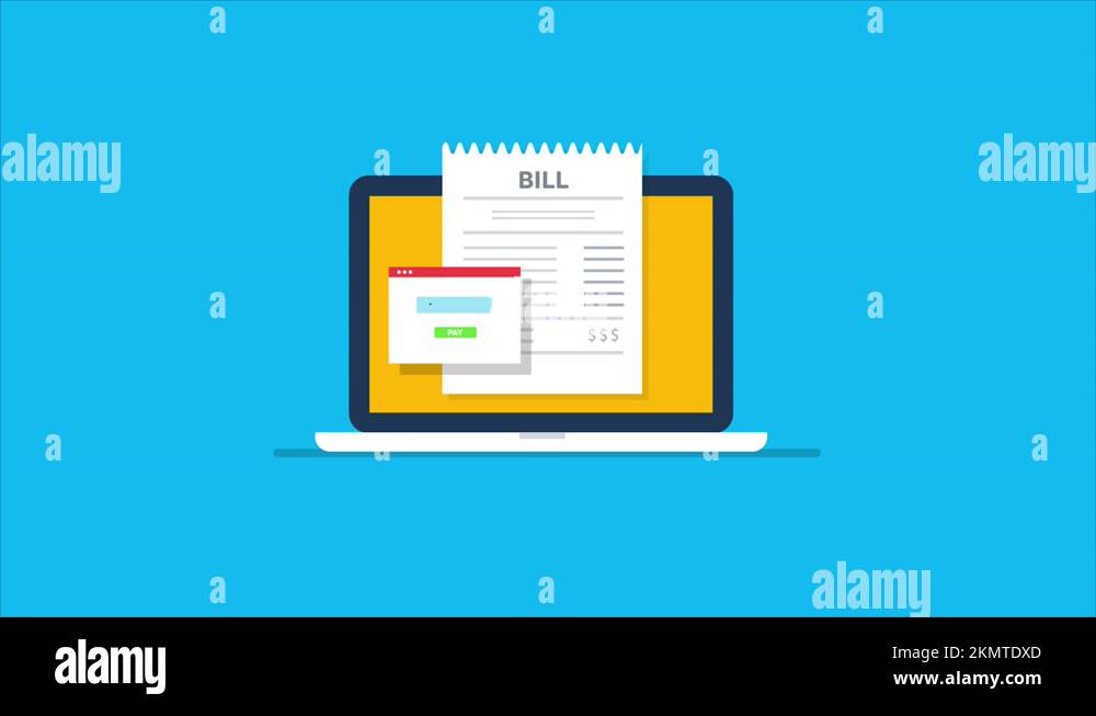 Online bill payment, internet banking, financial technology animation ...