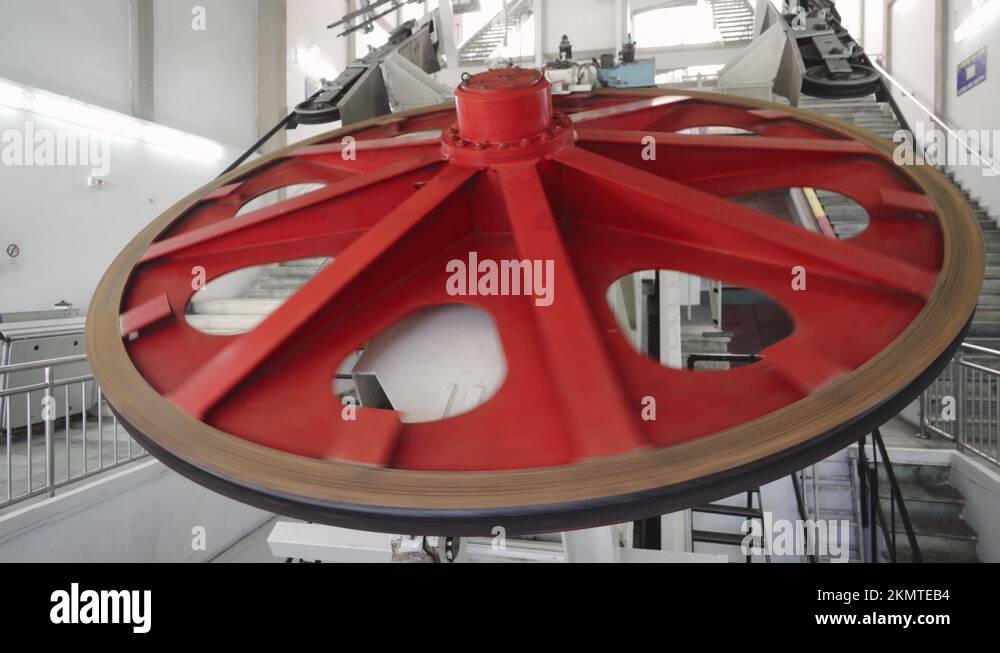 A huge lifting disc is spinning lifting the funicular Stock Video ...